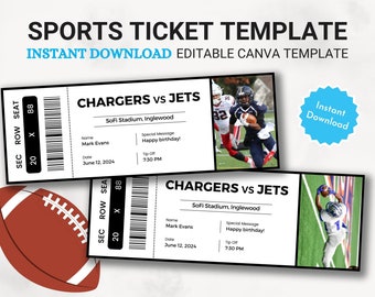 Editable Sports Ticket Template, DIY Sporting Ticket, Custom Sports ...