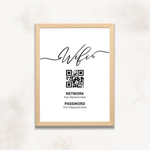 Wifi QR Code Sign, Printable Wifi Sign, Editable Wifi Password Sign ...