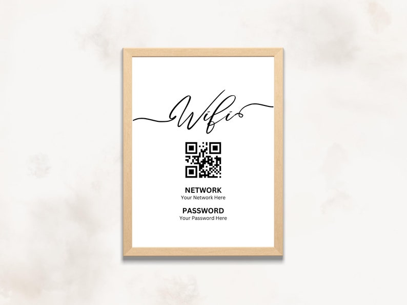 Wifi QR Code Sign Printable Wifi Sign Editable Wifi Password - Etsy