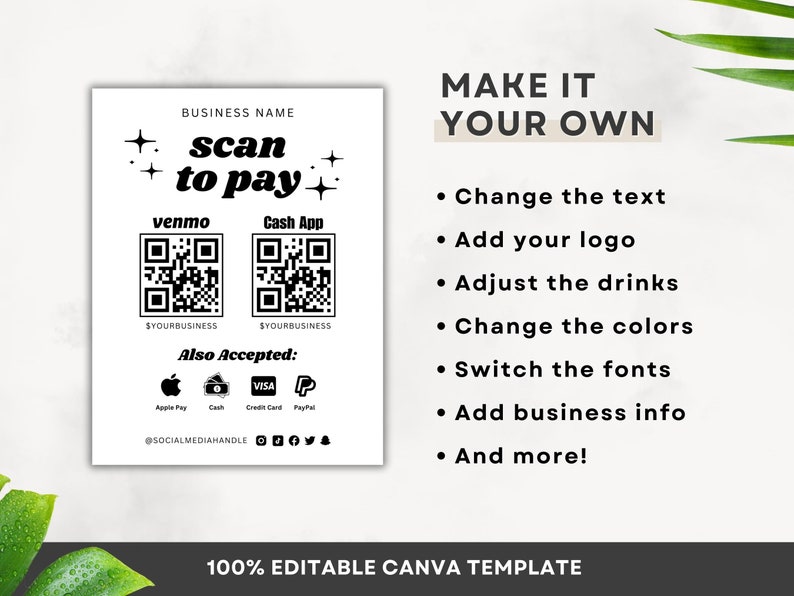 Small Business Sign Bundle, Social Media Sign, Price List Sheet, QR ...