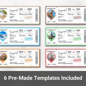 Editable Boarding Pass Template, Printable Airline Ticket, Plane ...