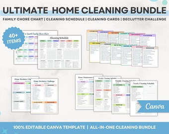Cleaning Checklist Bundle, Editable Household Cleaning Schedule, Adhd ...