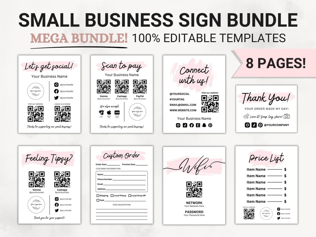 Craft Show Bundle, Small Business Sign Bundle, Order Form Template ...