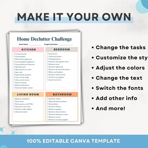 Declutter Checklist Template Editable Cleaning Schedule Declutter Challenge Home Cleaning ...