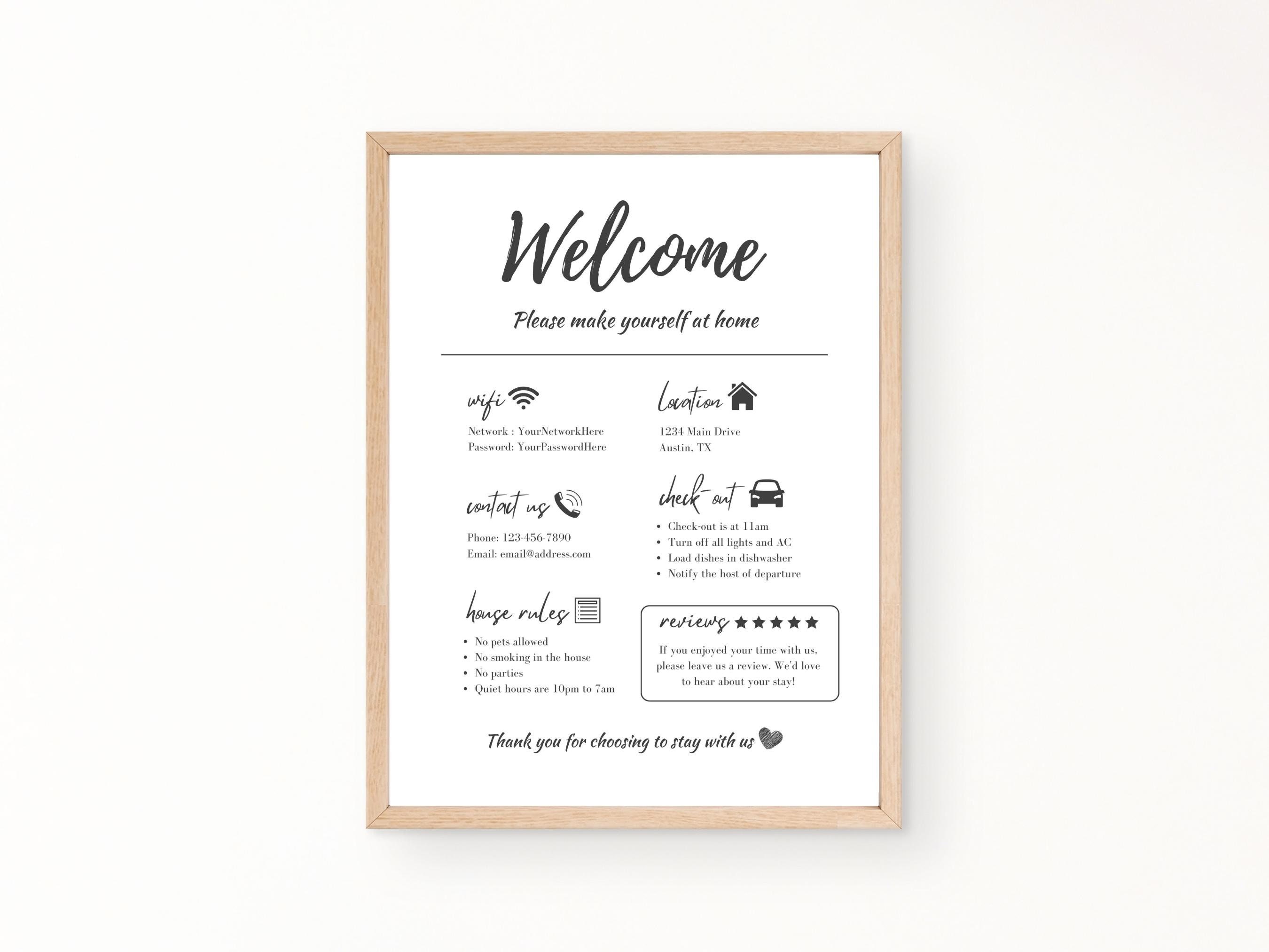 Editable Welcome Sign for Airbnb Hosts, Vacation Rental Printable ...