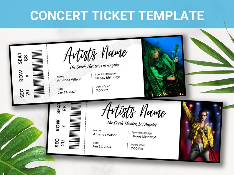Editable Concert Ticket Template DIY Event Ticket Custom - Etsy
