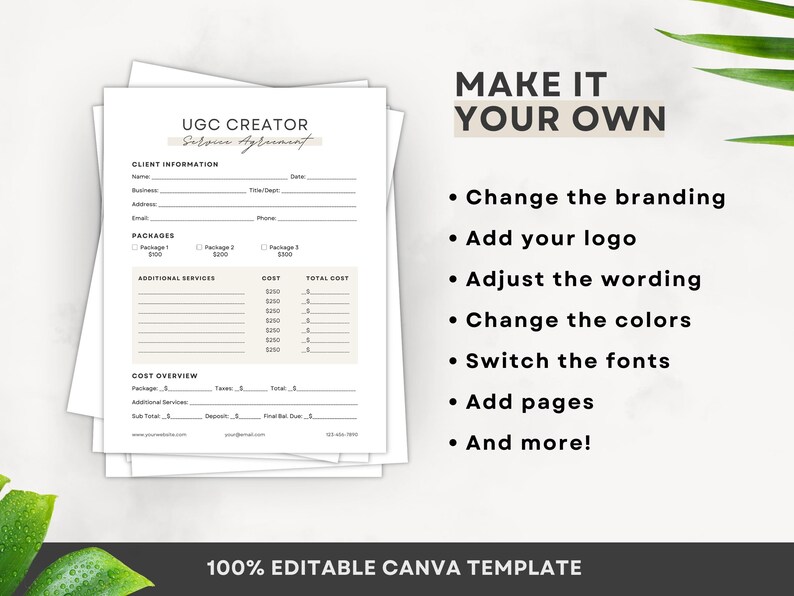 UGC Creator Contract Template, UGC Template, Professional UGC Contract ...