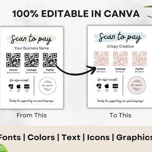 Editable Business Sign Template Bundle, Scan to Pay Sign, Social Media ...