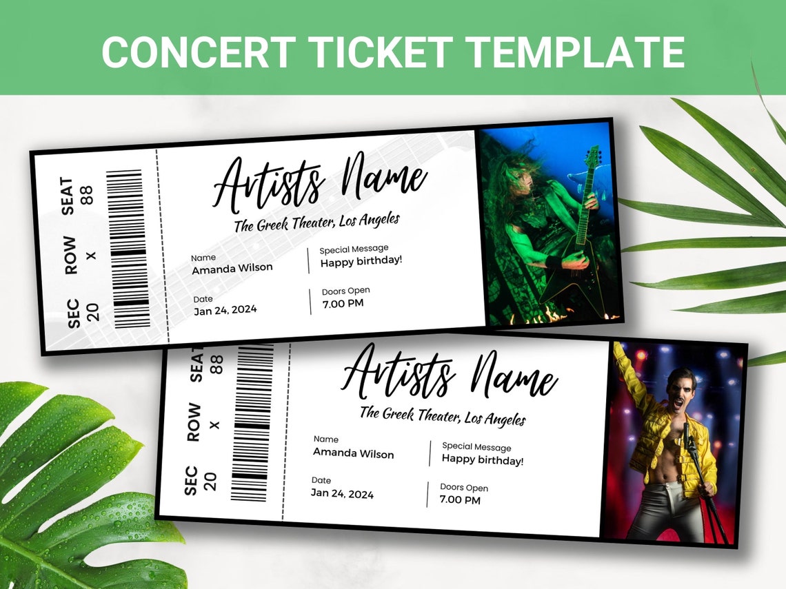 Editable Concert Ticket Template DIY Event Ticket Custom - Etsy