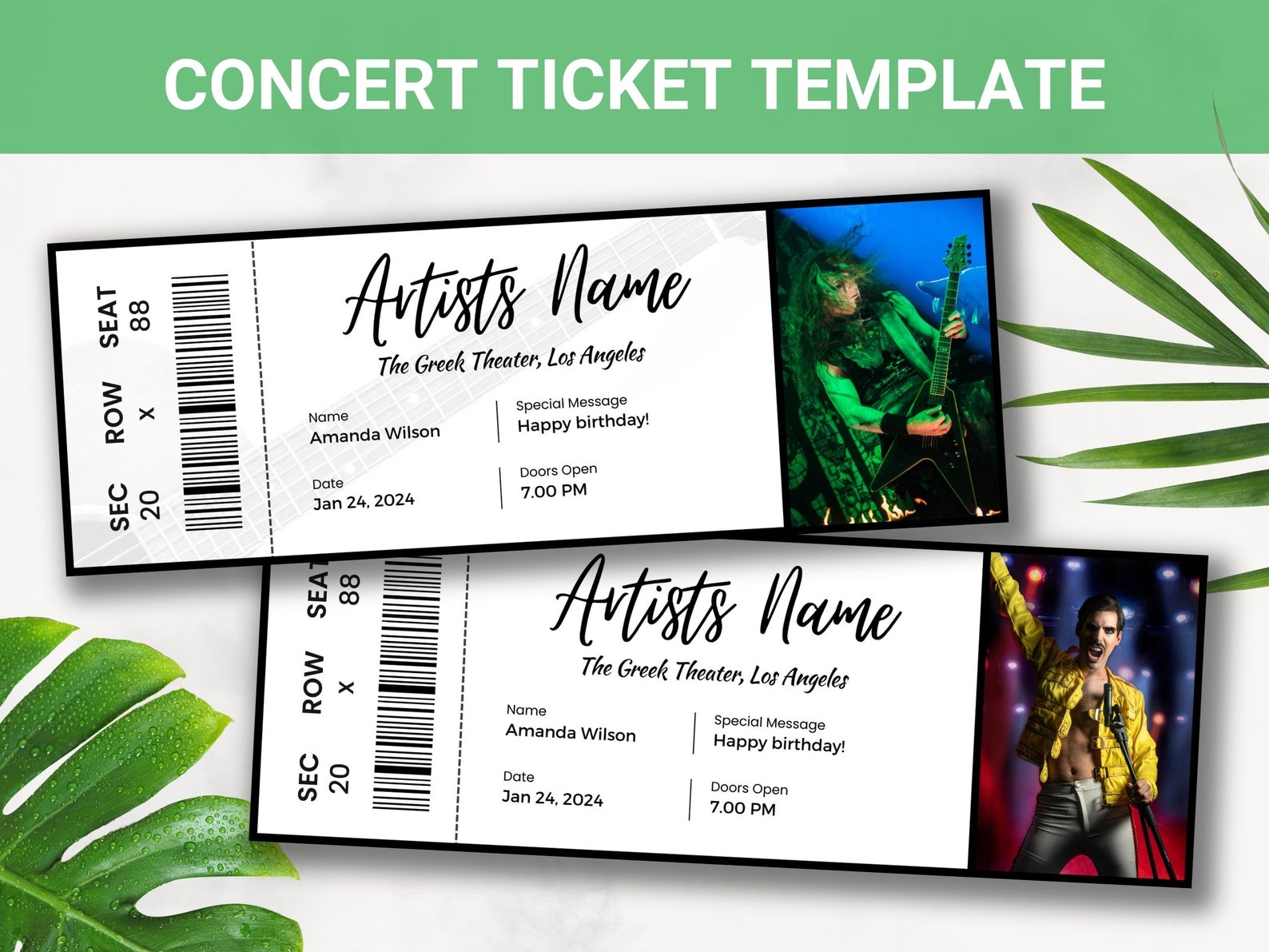 Editable Concert Ticket Template DIY Event Ticket Custom - Etsy