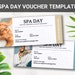 Editable Spa Day Voucher Personalized Massage Coupon Printable Gift ...