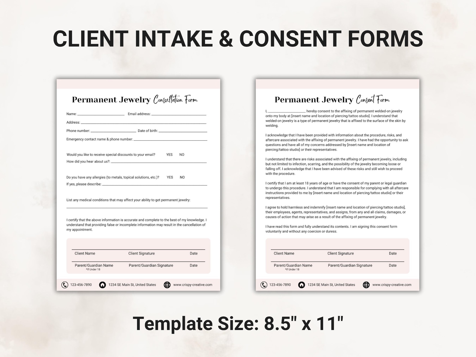 Permanent Jewelry Business Bundle, Permanent Jewelry Liability Waiver ...