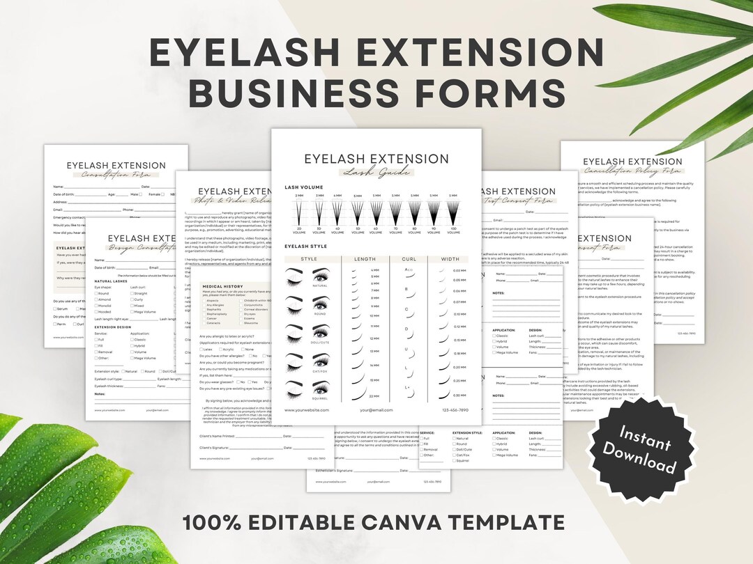 Eyelash Extension Forms, Editable Lash Consent Forms, Lash Tech ...