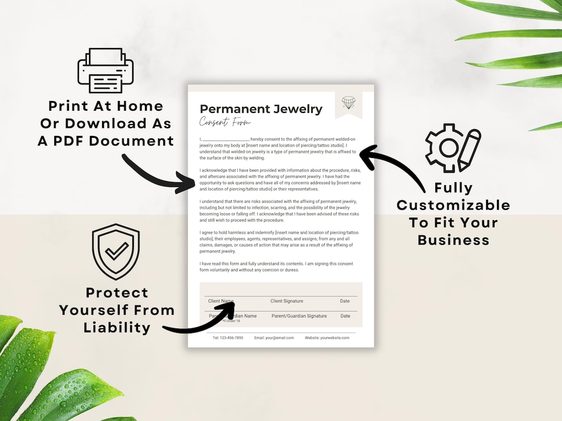 Permanent Jewelry Business Starter Kit, Permanent Jewelry Consent Form ...