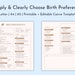 Editable Birth Plan Template, Pregnancy Baby Planner Printable Form ...