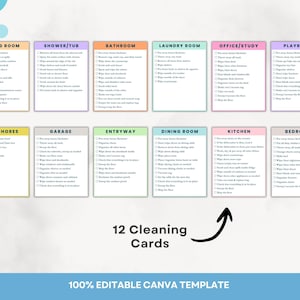 Cleaning Checklist Bundle, Editable Kids Chore Chart, Household ...