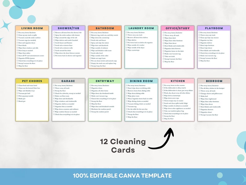 Cleaning Checklist Bundle Editable Household Cleaning - Etsy
