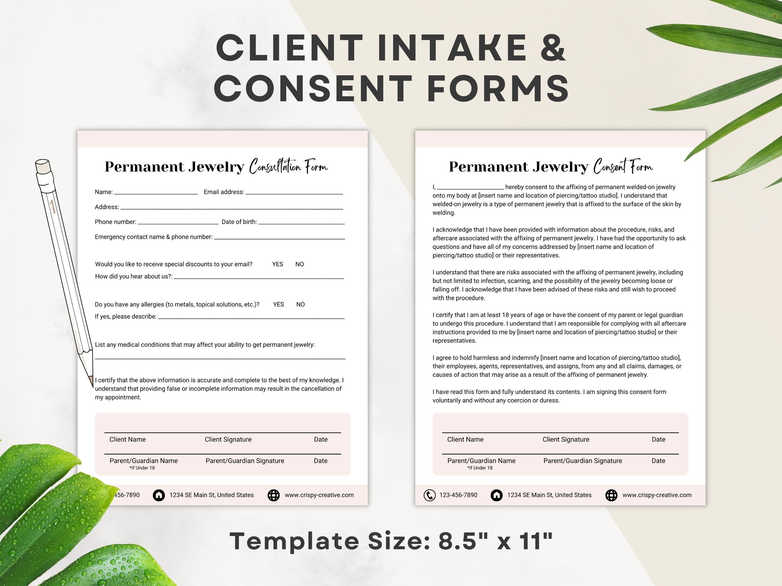 Permanent Jewelry Consent Forms Bundle Permanent Jewelry - Etsy