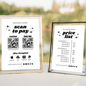 Small Business Sign Bundle, Social Media Sign, Price List Sheet, QR ...