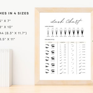 Digital Lash Chart Guide, Printable Lash Poster, Eyelash Extension ...