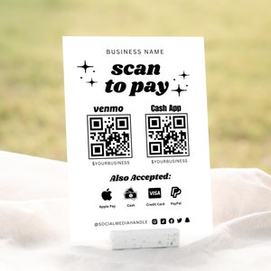 Printable Scan to Pay Sign, Price List Template, DIY QR Code Sign ...