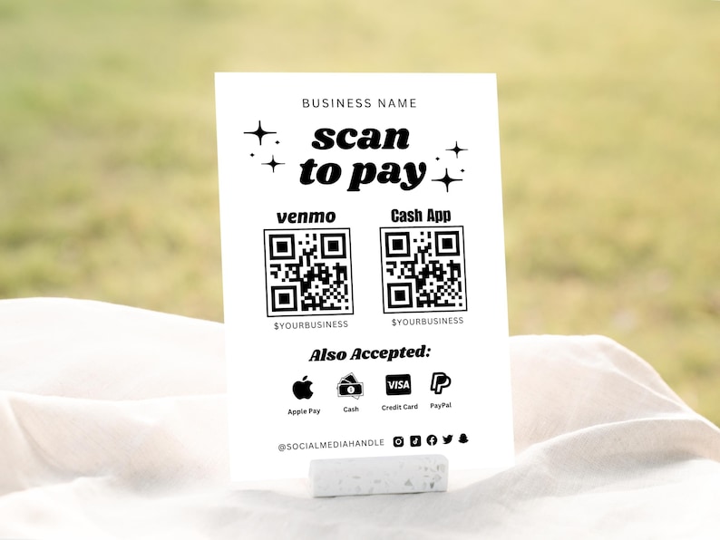 Printable Scan to Pay Sign Price List Template DIY QR Code - Etsy