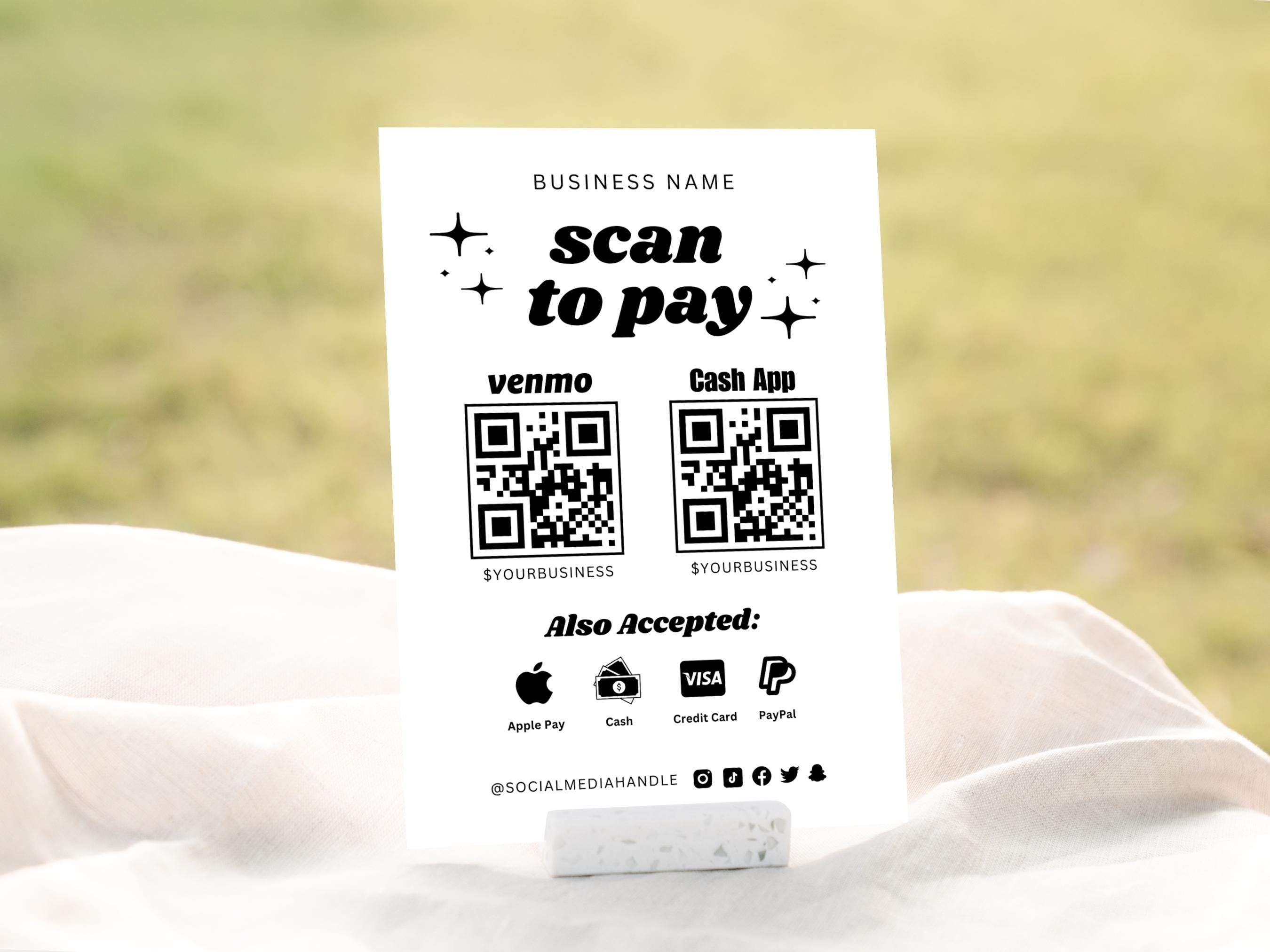 Printable Scan to Pay Sign, Price List Template, DIY QR Code Sign ...