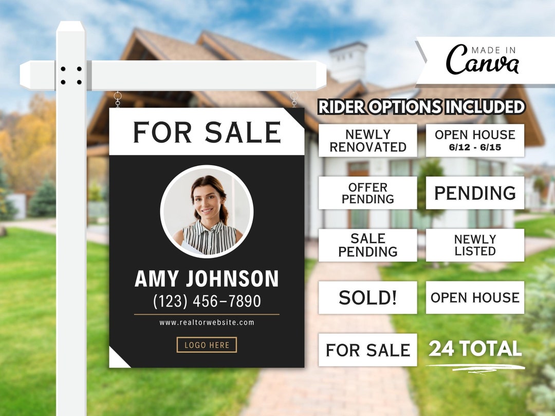 Real Estate Yard Sign Template, Realtor for Sale Sign, Open House ...