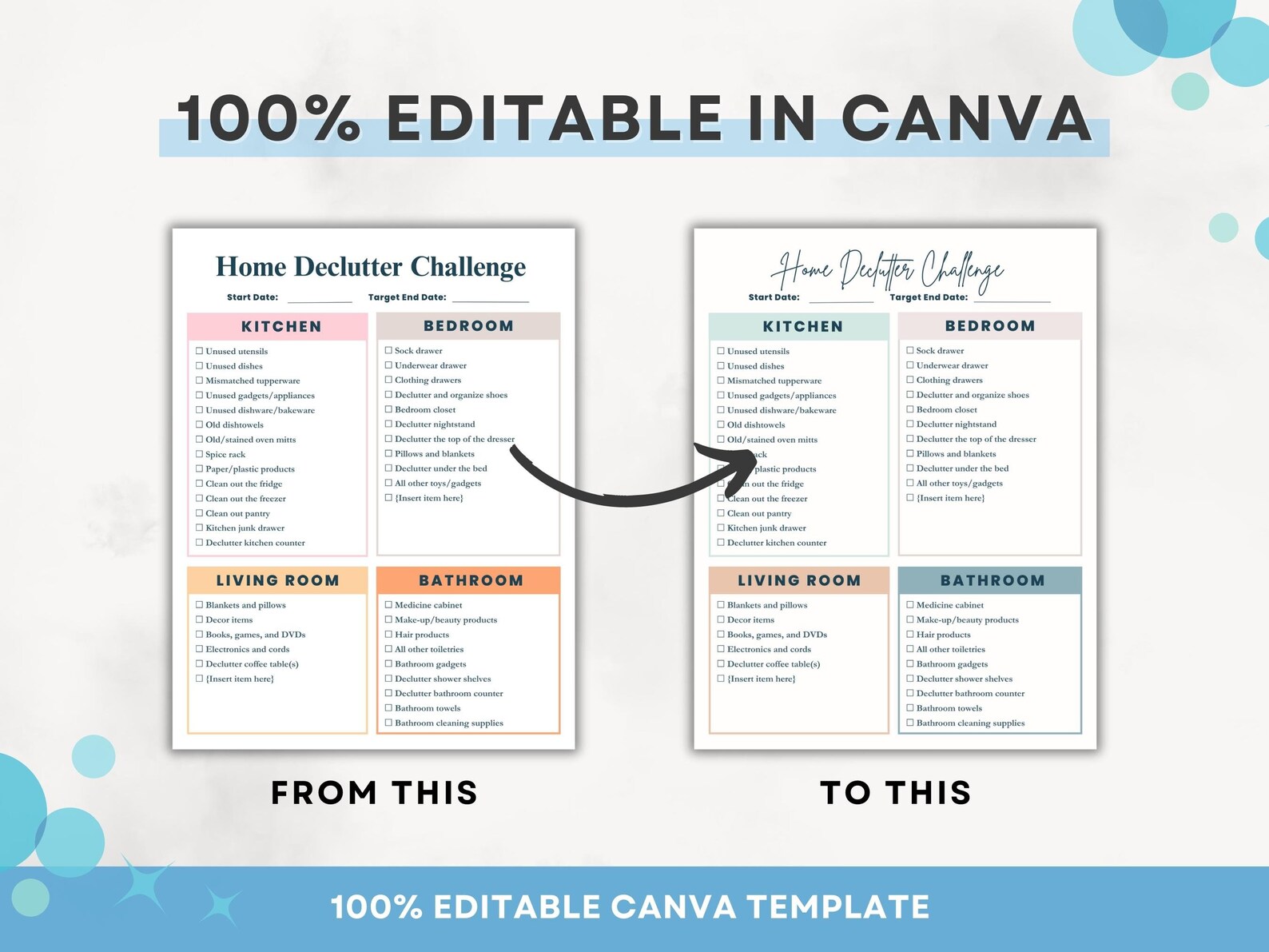 Declutter Checklist Template Editable Cleaning Schedule Declutter ...