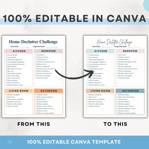 Declutter Checklist Template Editable Cleaning Schedule Declutter Challenge Home Cleaning ...