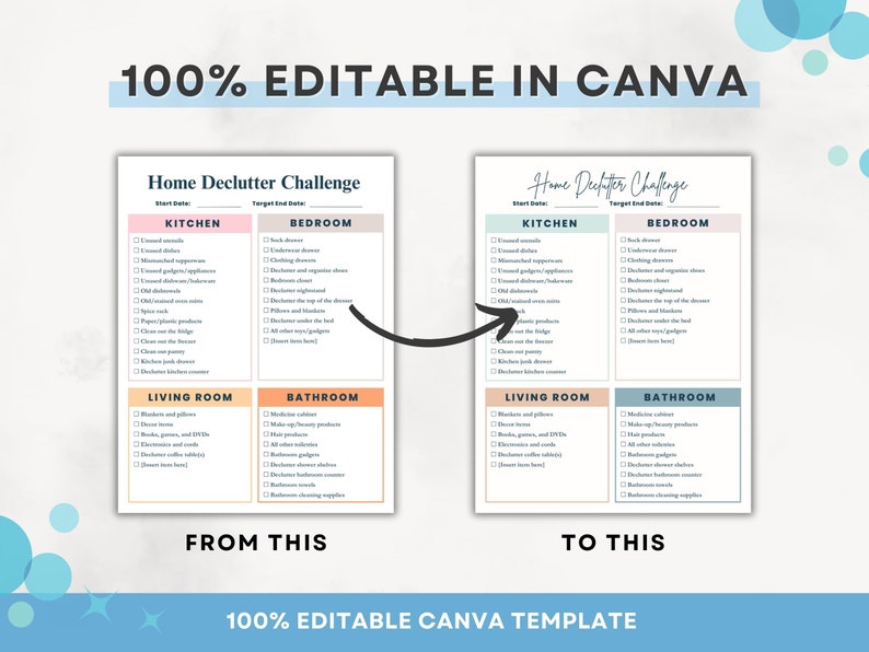 Declutter Checklist Template Editable Cleaning Schedule - Etsy