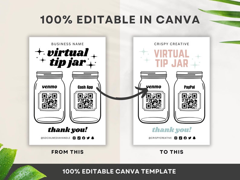 Printable Virtual Tip Jar Venmo Payment Sign, QR Code Sign Template ...