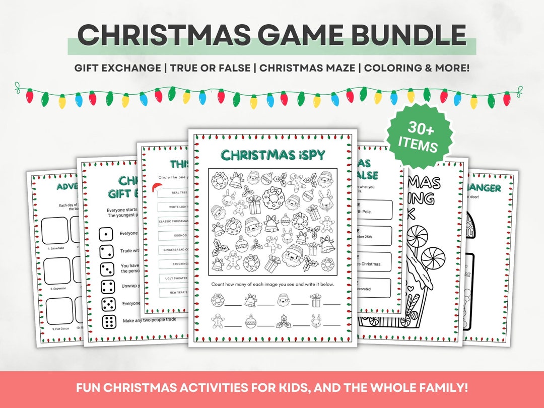 Printable Christmas Game Bundle, for Kids Family Holiday Games, Fun ...