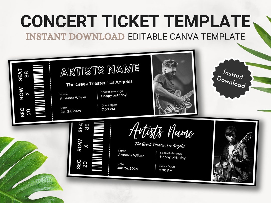 Editable Concert Ticket Template, DIY Event Ticket, Custom Concert ...