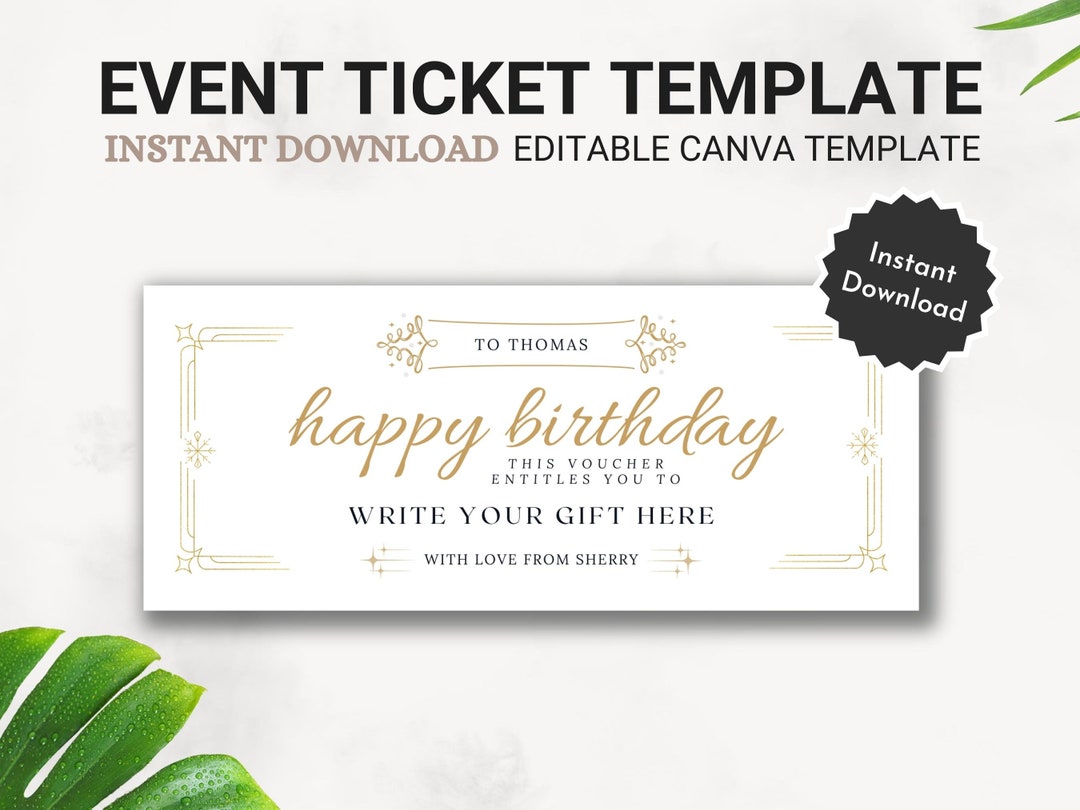 Editable Event Golden Ticket, Printable Event Ticket, Print at Home ...