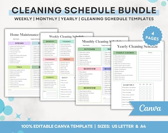 Editable Cleaning Schedule Bundle, Adult Chore Chart, ADHD Cleaning ...