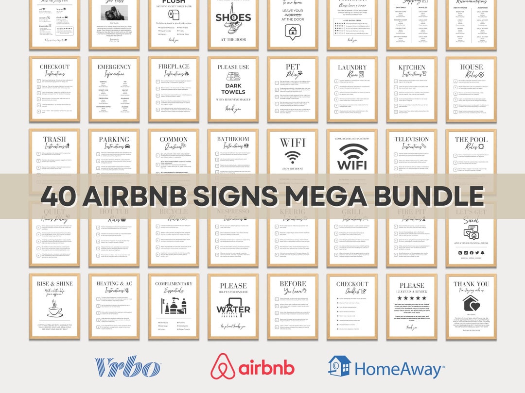 Airbnb Sign Bundle Template Airbnb Signage Signs for Rental Home Wifi ...