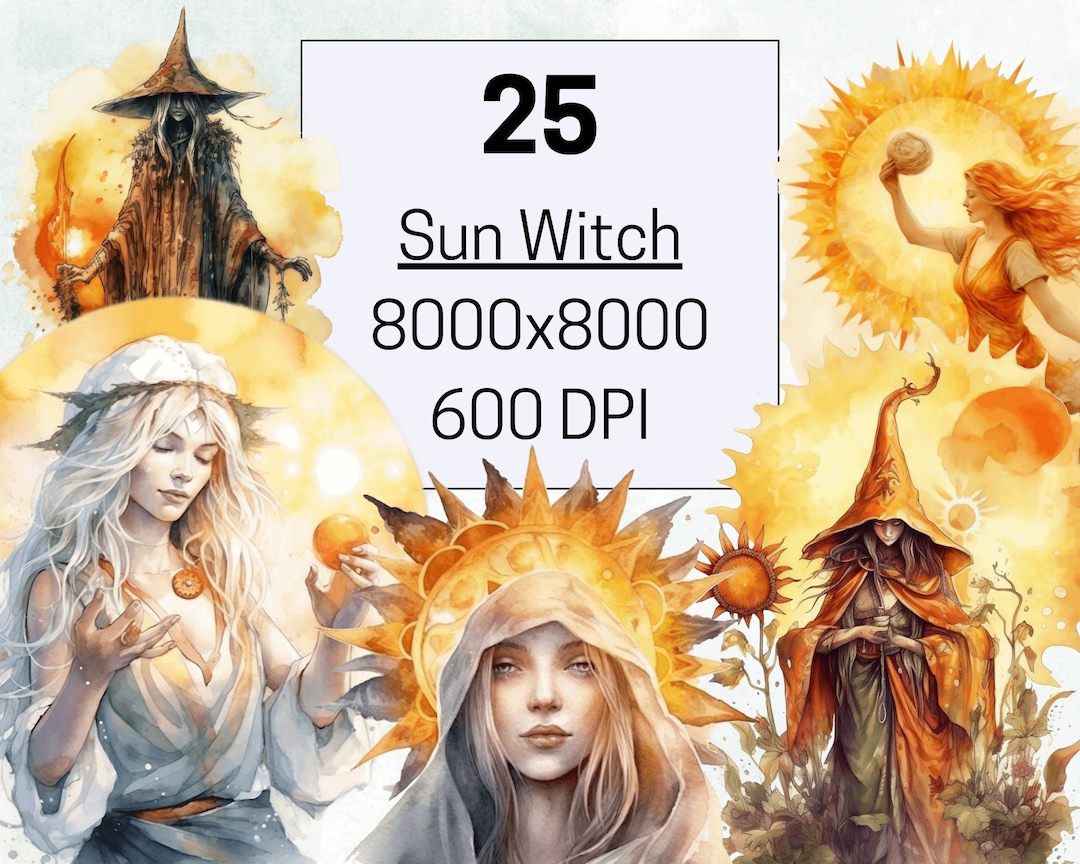 Sun Witch Watercolor Clipart, Witch PNG, Commercial Use - Etsy