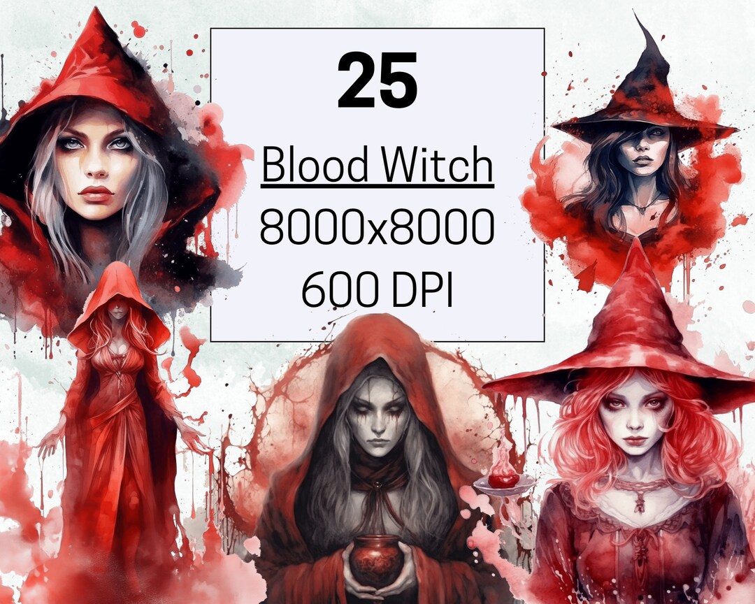 Blood Witch Watercolor Clipart, Witch PNG, Commercial Use - Etsy