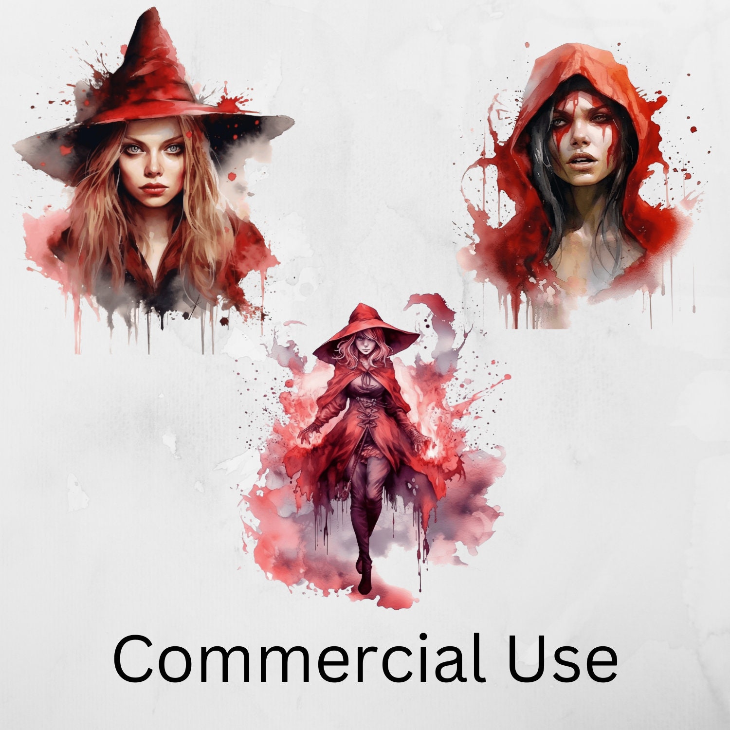 Blood Witch Watercolor Clipart, Witch PNG, Commercial Use - Etsy