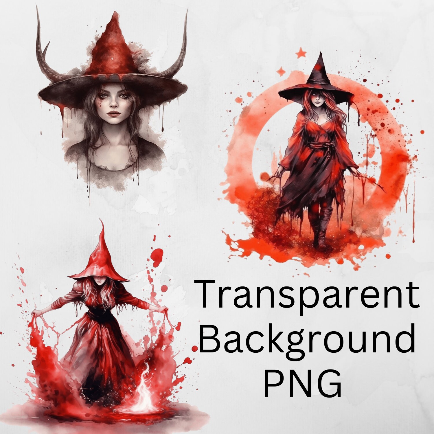 Blood Witch Watercolor Clipart, Witch PNG, Commercial Use - Etsy