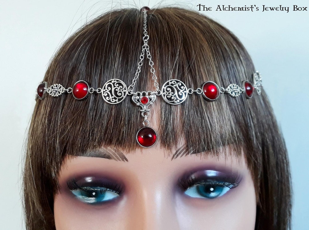 Victorian Circlet, Renaissance Fair, Handfasting Wedding Ceremony, Pagan Coven, Red Gothic ...