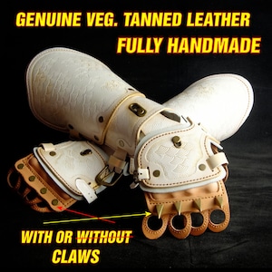 Truly UNIQUE Samurai Style White LEATHER Gauntlets Samurai Gauntlets ...