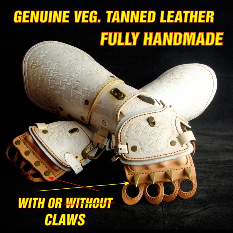 Samurai Style White LEATHER Functional Gauntlets --- Samurai Gauntlets ...