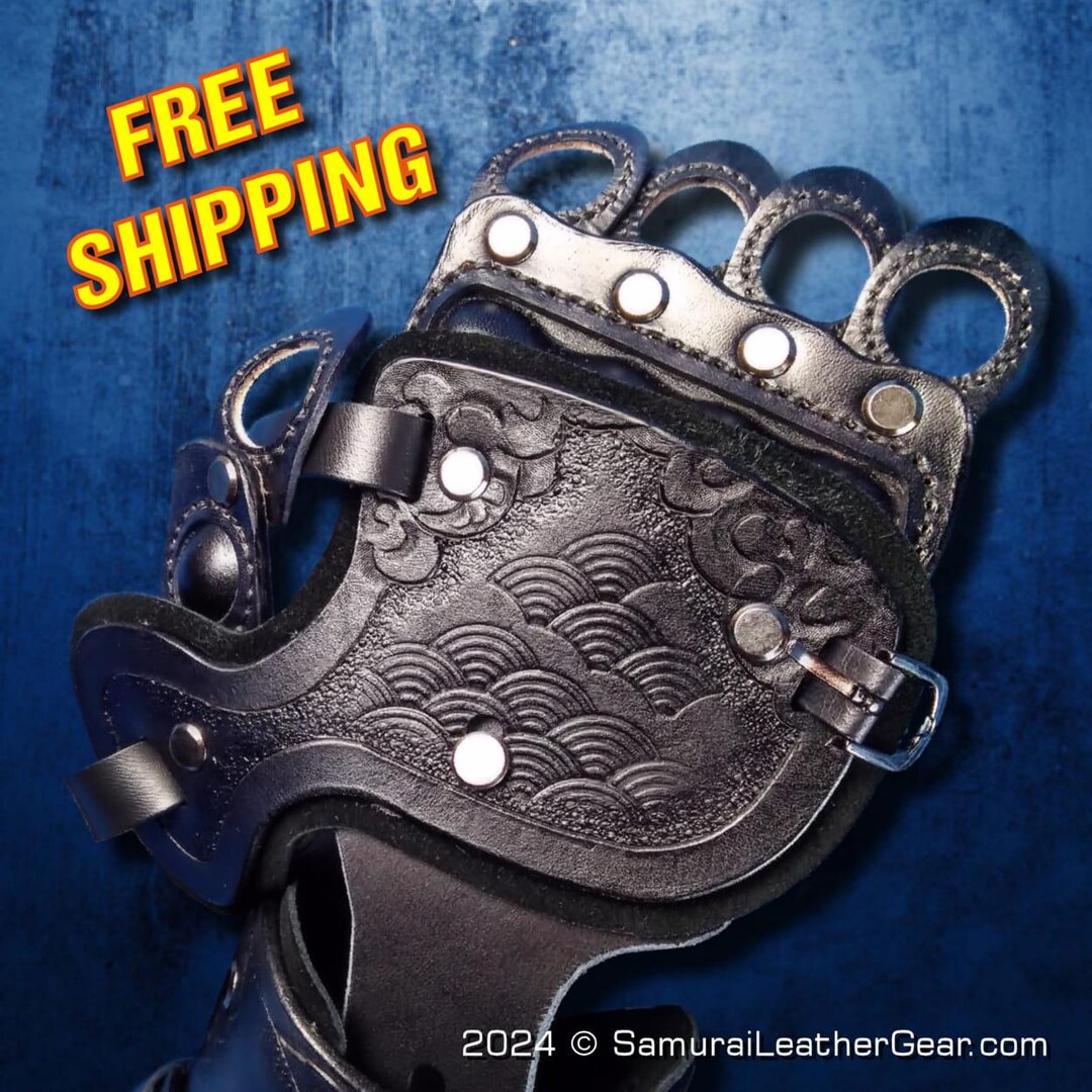 Samurai Style Black LEATHER Functional Gauntlets --- Armor, Larp ...