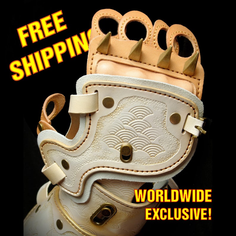 Samurai Style White LEATHER Functional Gauntlets --- Samurai Gauntlets ...