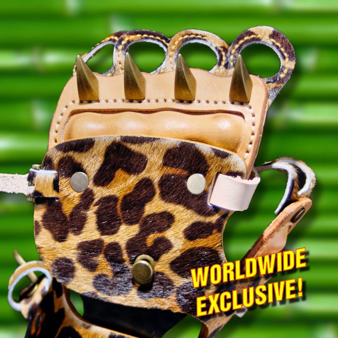 Samurai Style LEOPARD Imprinted FUR LEATHER Gauntlets Armor, Larp ...