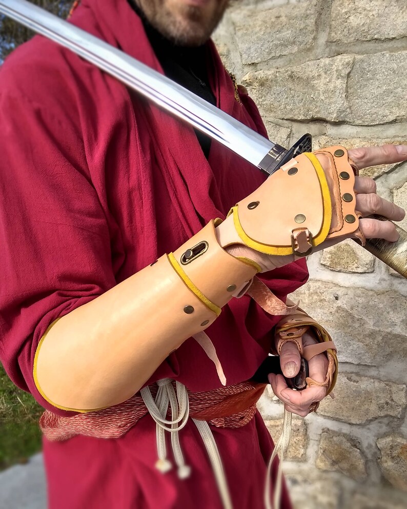 Samurai Style MUSASHI Functional Leather Gauntlets Armor, Larp ...