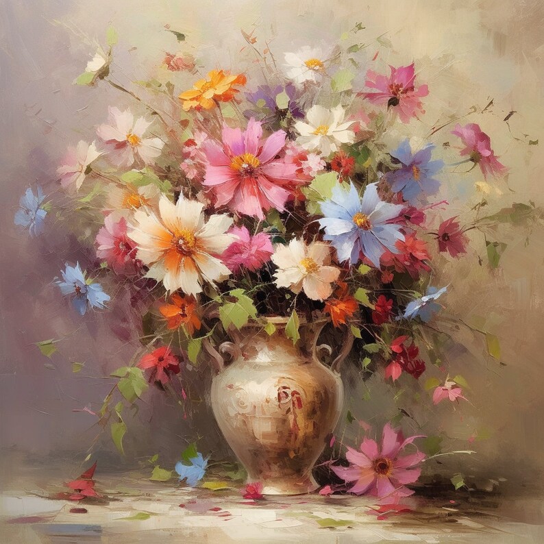 Vase of Flowers 04 High Quality Jpgs Digital Download Card Making ...