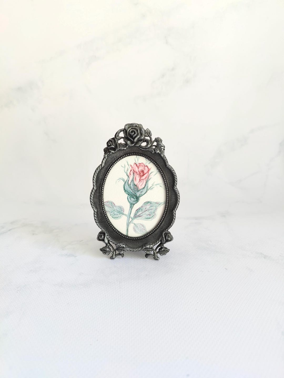 Vintage Small Ornate Metal Photo Picture Frame With Mini Original ...